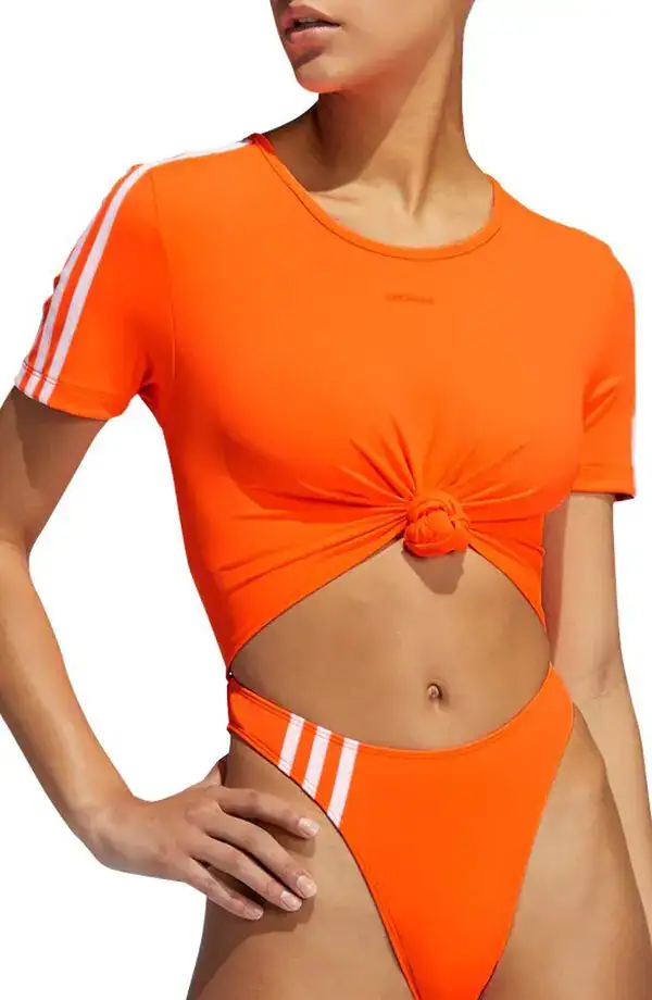 Adidas X Ivy Park Knot Front One-Piece Swimsuit - Solar Orange